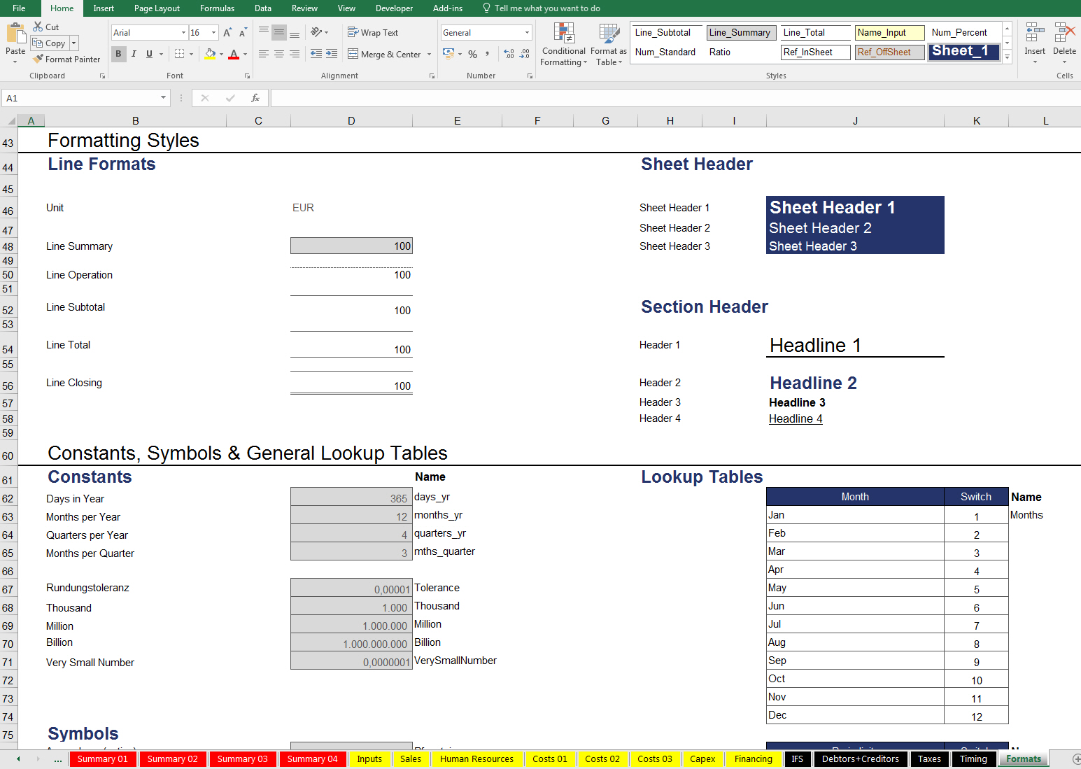 Predefined Formatting Styles